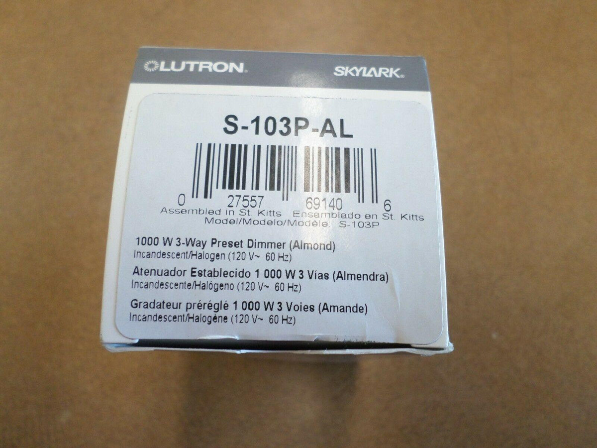 Lutron S-103P-AL Skylark 1000-Watt 3 Way Preset Dimmer
