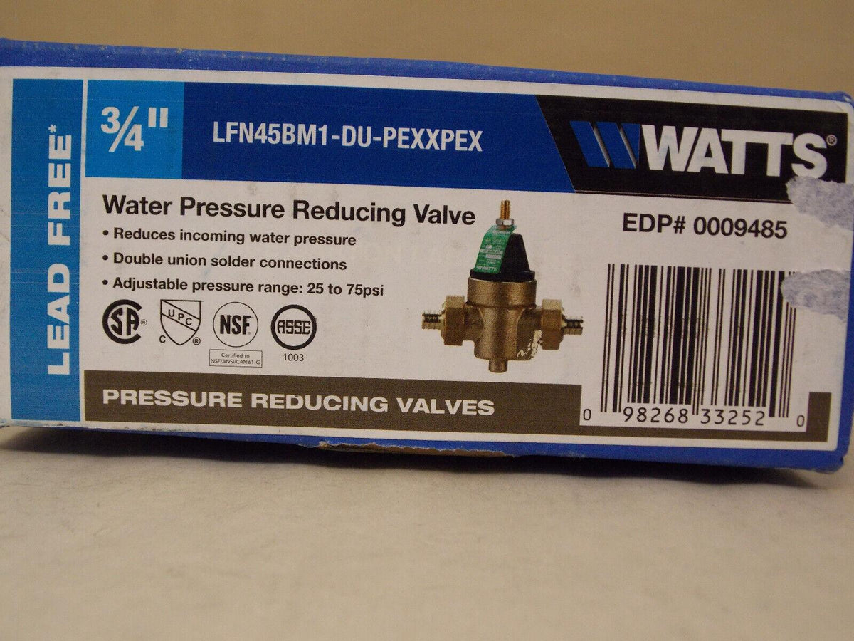 Watts 0009485 3/4" Water Pressure Reducing Valve with PEX