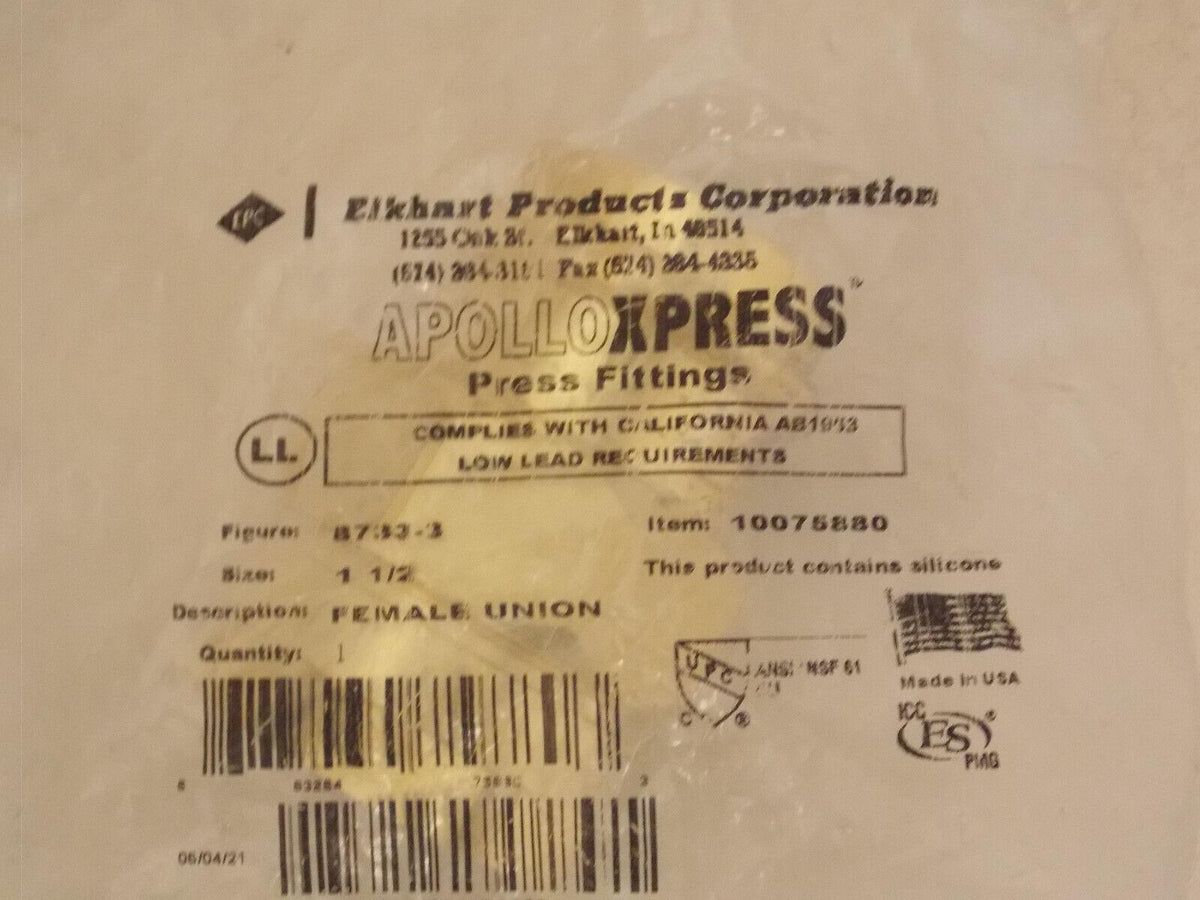 Apollo Press 10075880 1-1/2'' x 1-1/2'' Copper x Female