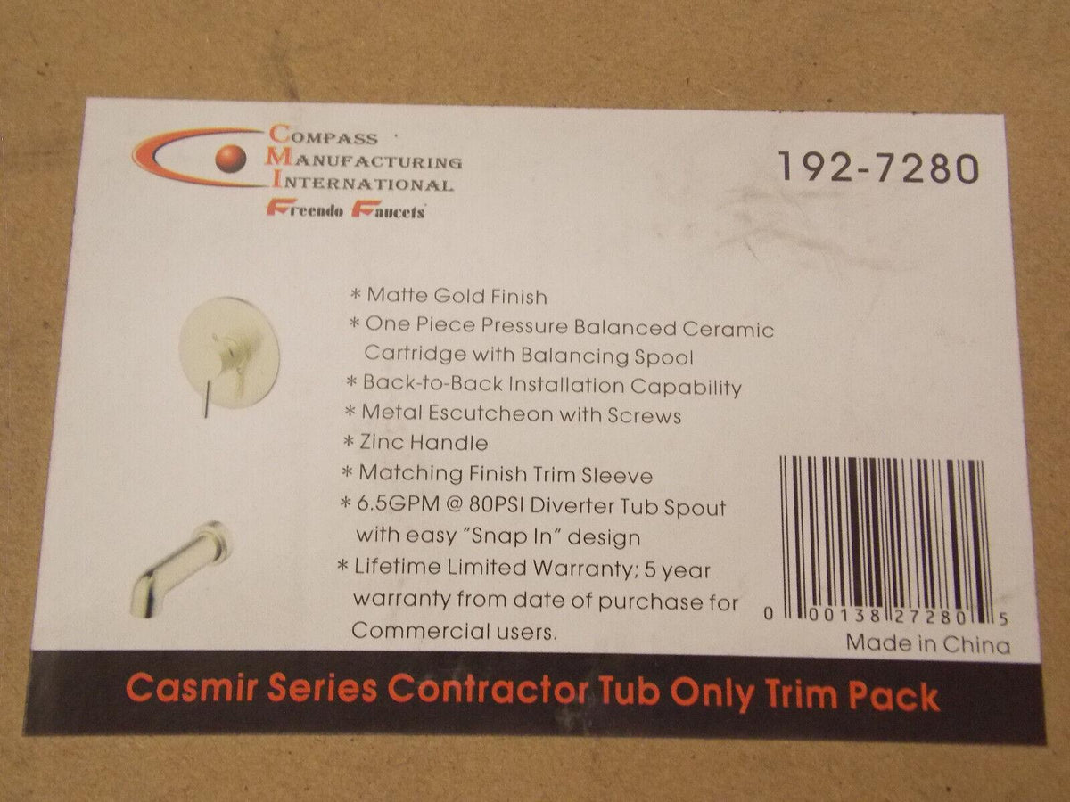 Freendo Faucets 192-7280 Casmir Series Contractor Tub Only