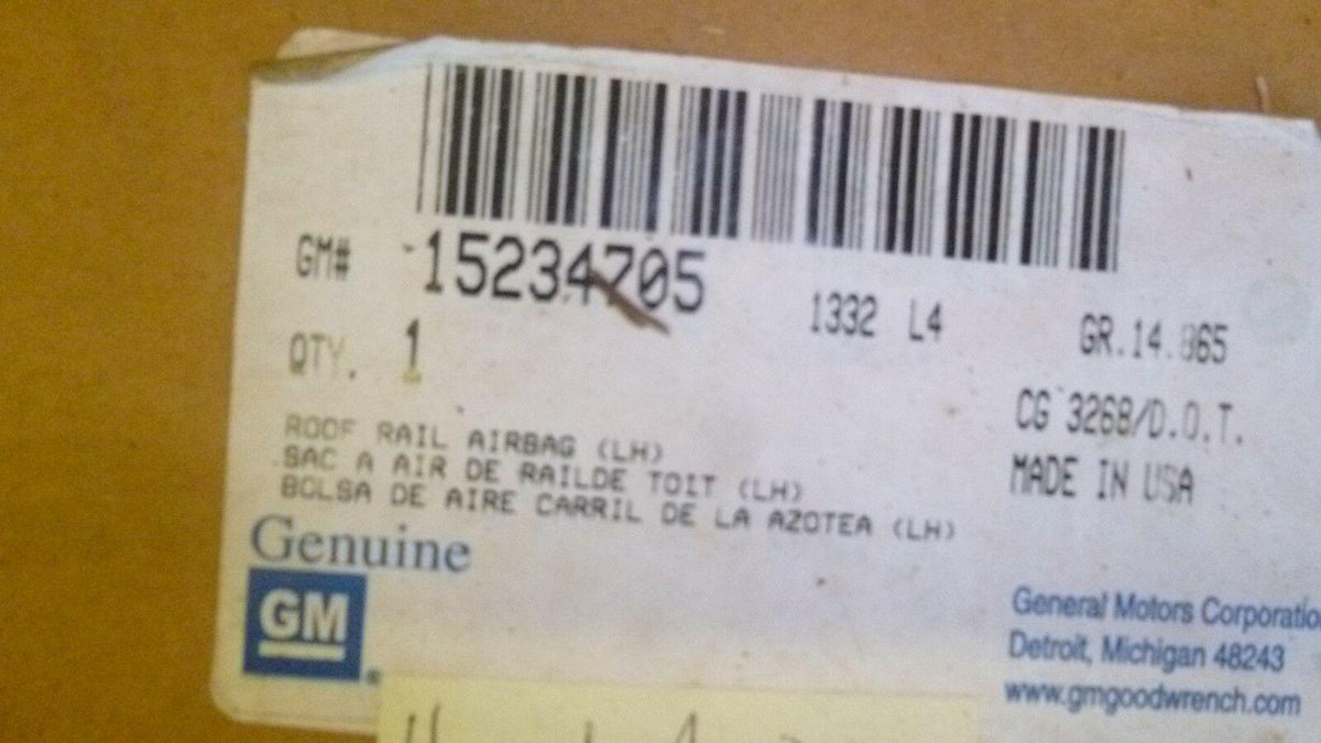 GM Part No.: 15234705 MODULE, Inflatable Restraint System