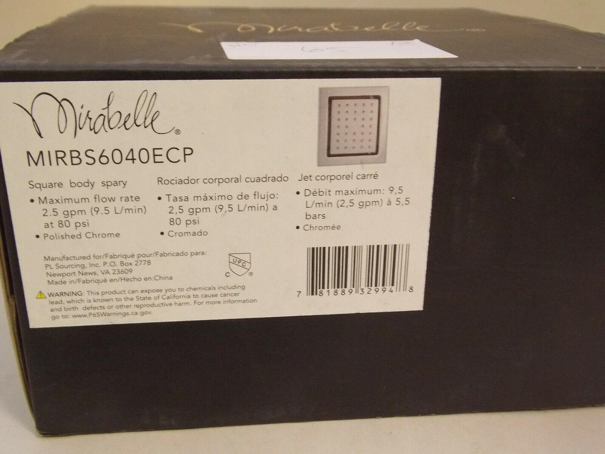 MIRABELLE Shower Body Spray MIRBS6040ECP - Square 2.5 GPM