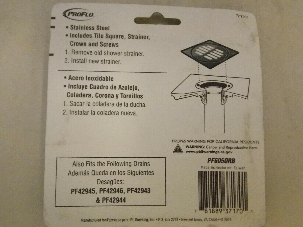 PROFLO PF605ORB Stainless Steel Square Shower Drain